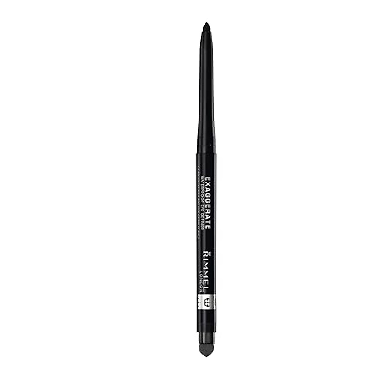Rimmel London Exaggerate Waterproof Eye Definer Eyeliner, Highly Pigmented, Long-Wearing, Built-In Smudger, 262, Blackest Black, 0.01oz