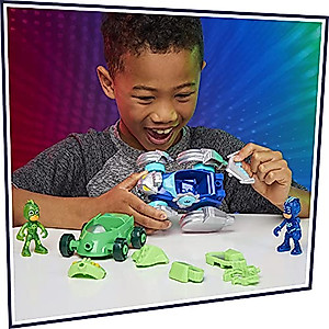 PJ Masks Toys PJ Launching Seeker Car Playset with Sounds, 2-in-1 Vehicle and Car Launcher, Preschool Toys for 3 Year Old Boys and Girls and Up