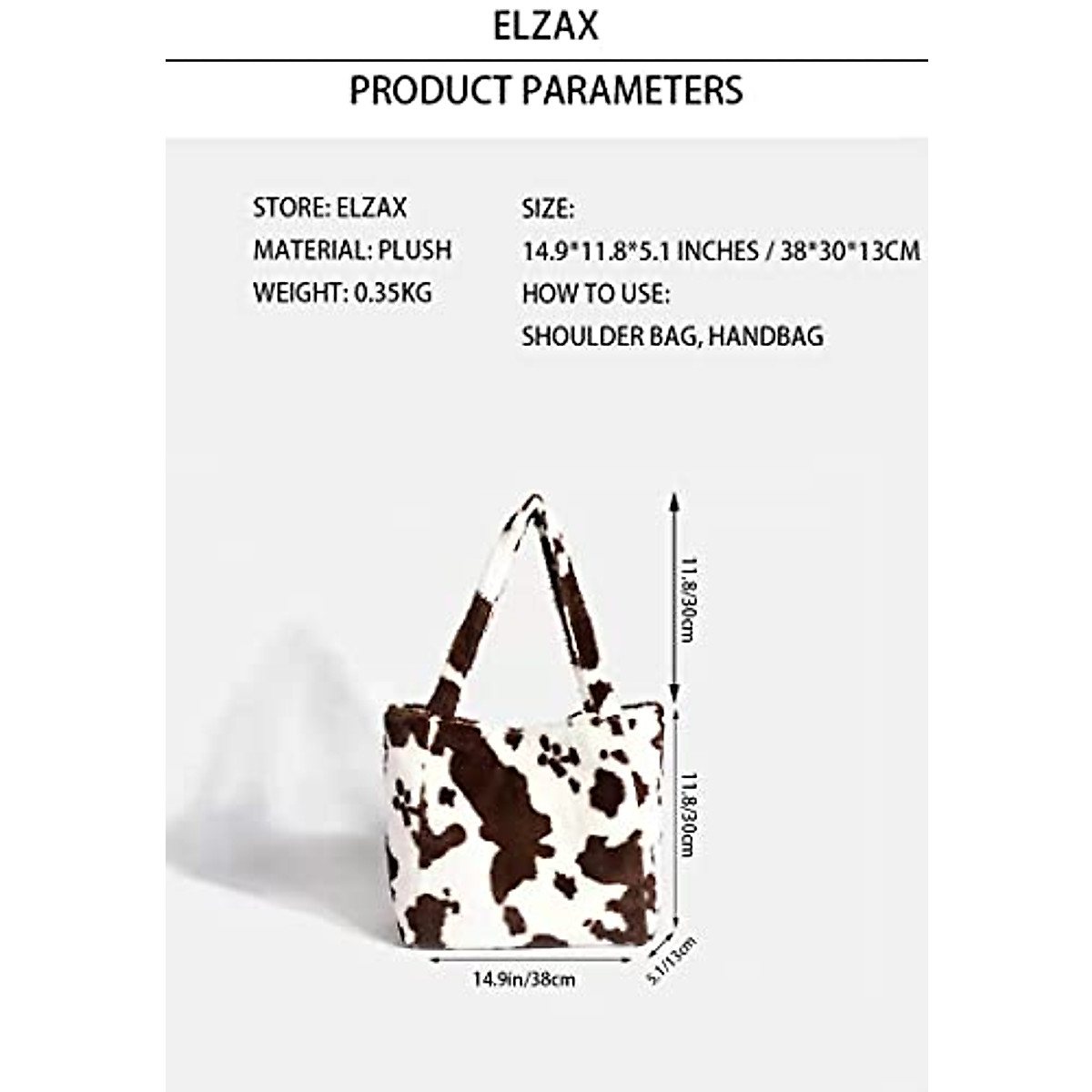 Winter Plush Cows Leopard Print Tote Bag Fluffy Large Shoulder Handbag Furry Beach Bag Soft Warm (brown)