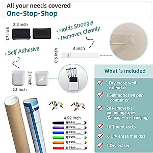 Large Dry Erase Wall Calendar - 38" x 72" - Undated Blank 2021-2022 Reusable Yearly Calendar - Giant Whiteboard Annual Poster - Laminated Office Jumbo 12 Month Calendar