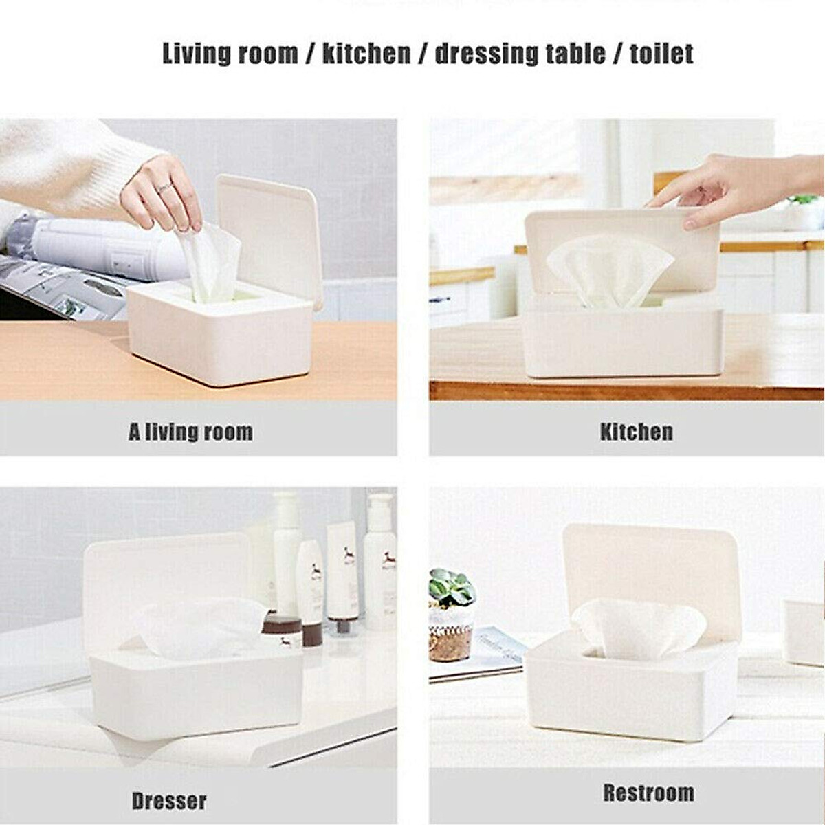 XUSHAN Baby Wipes Dispenser, Container for Wipes, Wet Wipes Box with Sealed Lid, Diaper Storage Case, Toilet Tissue Dispenser Box(White(1 PC))