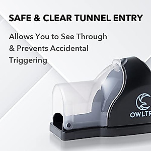 OWLTRA in-/Outdoor Safe Tunnel Snap Mouse Trap 2PCS, Instant Kill Rodent Snap Trap with Clear Tunnel Entry, Touch-Free Release, and Powerful Snap, Black,TST-217