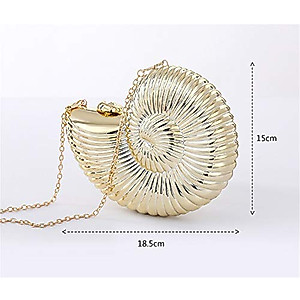 Aimeely Women Creative Conch Shell Prom Party Clutch Purse Acrylic Chain Strap Shoulder Bags Sliver