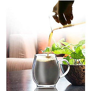 Sun's Tea Ultra Clear Glass Tea Mug | Coffee Mug 16 oz (470 ml) | Borosilicate - Glasses w Big Handle | Simple and Elegant | Microwave Safe | Pure Glass