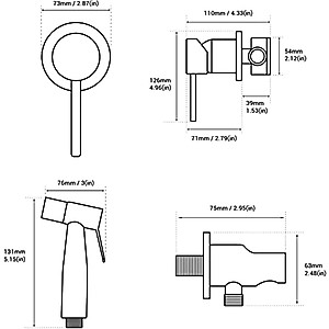 MINJING Hand Held Toilet Bidet Sprayer, Hot and Cold Brushed Gold Stainless Steel Bidet Jet Douche Kit, Toilet Washer Cleaning Shattaf Shower Faucet,Black