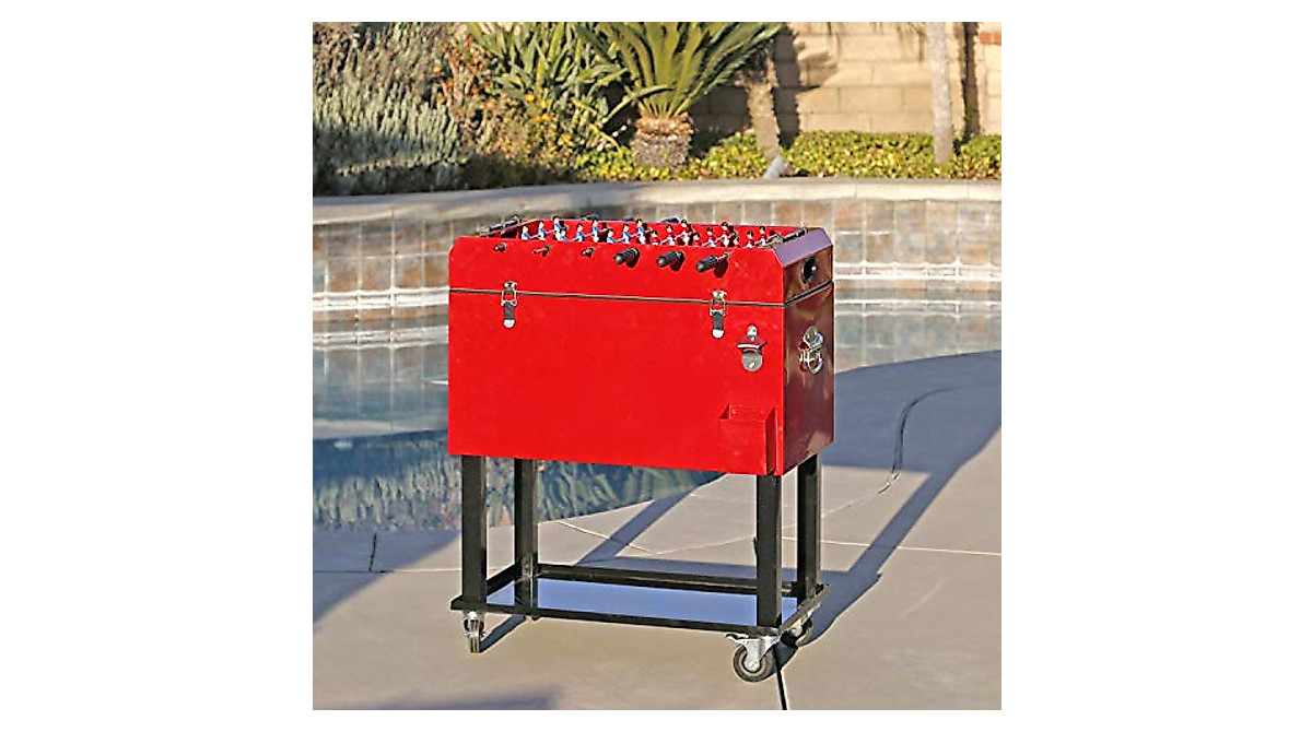 Clevr 68 Quart Red Cooler with Foosball Table