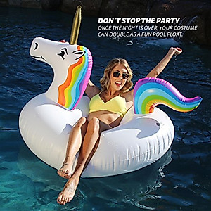 GoFloats Unicorn Costume Tube - Giant Inflatable Unicorn with Suspenders