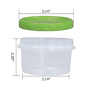 Jucaifu 8 Ounce reuseable small plastic freezer storage container jars with screw lid for food snacks lunch(16Pcs, Green)