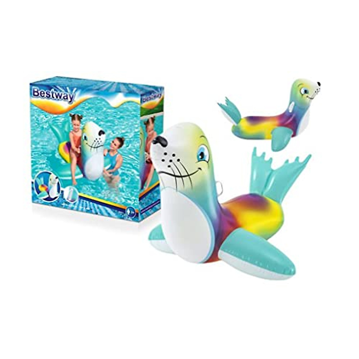Bestway Seal Pool Float, Kids Inflatable Ride-On with Handles, Swimming Pool and Beach Toy