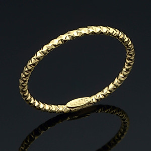 Kooljewelry 14k Yellow Gold Minimalist Diamond-cut Band Knuckle Stacking Midi Ring (size 5)