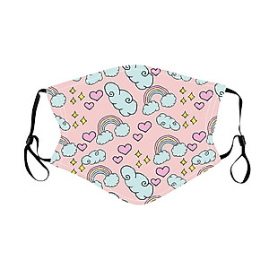 Polwer 5pcs Kids Reusable Face_Masks Washable Cute Cartoon Breathable Seamless Face Covering for Children Boys Girls