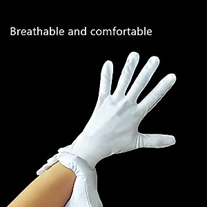 12 pieces / 6 pairs of white work gloves for cleaning services, coin and jewellery inspection XL (White, XL)