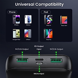 Yacikos Portable Charger 33800mAh,PD 3.0A USB-C Input & Output Power Bank,3 Outputs Battery Pack Backup Charger Compatible with iPhone 14/13,Android, Samsung Galaxy,Nexus,Google LG OnePlus and More