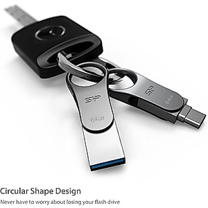 Silicon Power 128GB USB 3.0 / USB 3.1 (Gen1) Flash Drive (METAL) Dual Drive USB Type-C C80 Swivel USB Drive Ready for Smartphone Tablet and New Macbook (SP128GBUC3C80V1S)