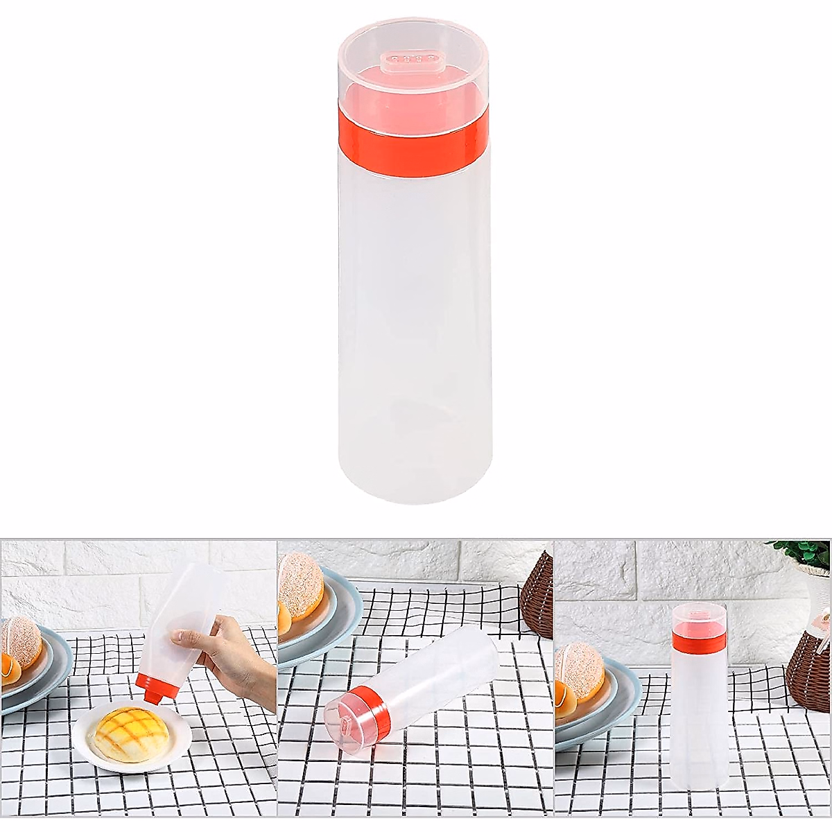 AYNEFY Squeeze Bottle, 300ml Plastic Squeeze Condiment Bottles with 4-Hole, Ketchup Squeeze Bottle, Sauce Bottle, Safe, for Ketchup Jam Mayonnaise Olive Oil Vinegar