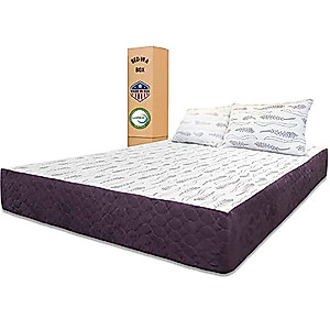 Sleep Touch Lavender Luxury -10inch, Made in USA, Gel-Infused Memory Foam Mattress & Pillows, CertiPUR-US Certified, Bed-in-a-Box (Eastern King)