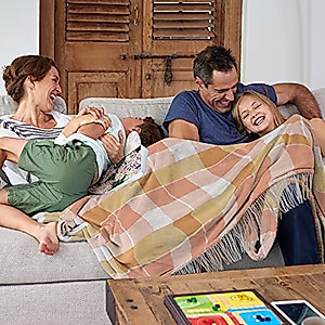 Lavish Home Desert Blush Plaid Soft Blanket-Oversized, Luxuriously Fluffy, Vintage-Look and Cashmere-Like Woven Acrylic-Breathable and Stylish Throws