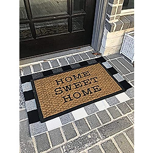 Buffalo Plaid Rug 24 x 36 Inch for Layered Hello Door Mats Washable Black and White Checked Indoor or Outdoor Rugs Carpet for Front Door Entryway