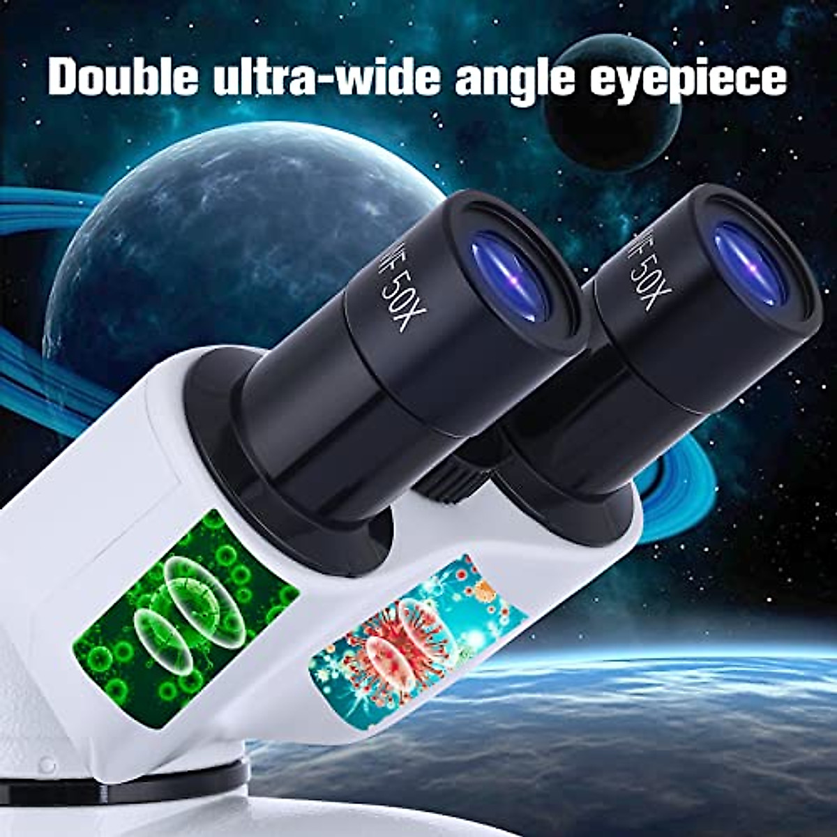 Woehrsh Microscope for Adults, 40X-2000X, Double-Layered Mechanical Load Table and LED Lighting Microscope for Adults, lab for Students and Adults Microscope