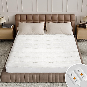 Templewet Heated Mattress Pad Queen Size - Dual Control Electric Mattress Pad with 4 Heat Settings & 10 Hour Auto Off,Bed Warmer Mattress Cover 15" Deep