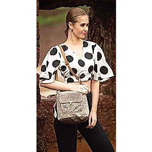 Myra Bag Ormos Upcycled Canvas & Cowhide Leather Shoulder Bag S-1255