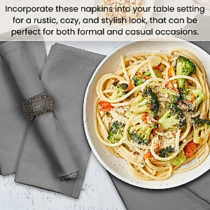 Cotton Clinic Cloth Dinner Napkins - Perfect Everyday Use Table Napkins - Soft Durable Washable - Ideal for Party Wedding Christmas Easter - Set of 12-20x20 inches Grey Napkins