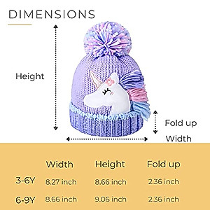 accsa Kids Knit Unicorn Beanie Hat with Gloves Girls Winter Beanie Hat with Pom Pom