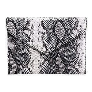 JunLing Clutch Purse for Women, Quilted Clutch, Adjustable Chain Quilted Crossbody… (Black Serpentine)