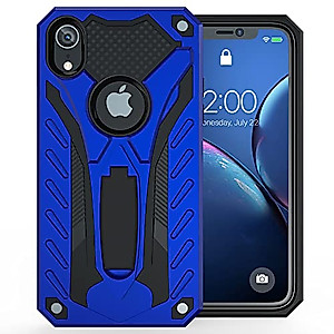 Kitoo Made in USA Defender Designed for iPhone XR Eco-Friendly Case with Kickstand, Military Grade Shockproof 12ft. Drop Tested - Blue