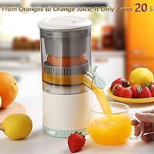 resome Electric Citrus Juicer, Rechargeable Juicer Machine with USB Cable and Cleaning Brush, Orange Lime Lemon Grapefruit Juicer Squeezer, Easy to Clean Portable Juicer (White)