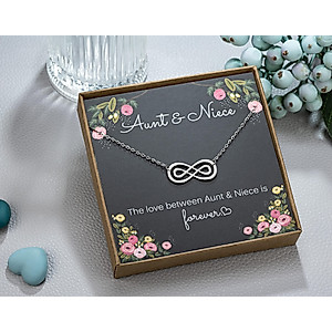 MADAOGO Aunt Niece Necklace, Infinity Necklace for Women, Niece Gifts from Aunt, Mothers Day Jewelry Birthday Gift for Aunt and Niece