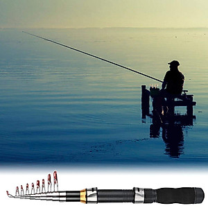 Alomejor Fishing Rod Portable Small Short Sea Pole Mini Sea Fishing Tools Telescopic Fishing Rod for Travel Seawater Freshwater Bass Trout Fishing(2.1m)