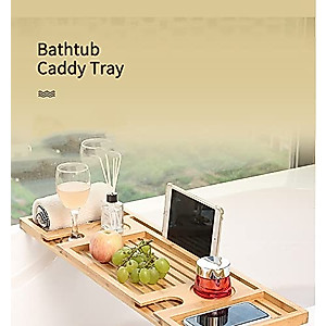 SDGH Wooden Bath Tray Bathroom Shelves Apply for Pad/Book/Tablet Home Bathrooms Accessories