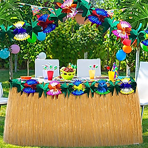 CHolic 2PCS Tropical Flower Garlands, 9.84FT Hibiscus Garland Tissue Flower Banner for Island Beach Party Tropical Luau Birthday Party Hawaiian Wedding Baby Shower Jungle Party Decorations