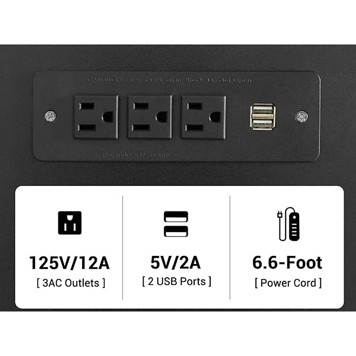 EPHEX Set of 2 End Table with USB Ports & Power Outlets, Black Nightstand with Charging Station, Side Table with Storage Cabinet for Home Office