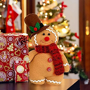 TOPORTY Christmas Gingerbread Man Plush Toys Gingerbread Stuffed Animal Cute Christmas Tree Plush Pillow for Party Decor Christmas Birthday Gifts