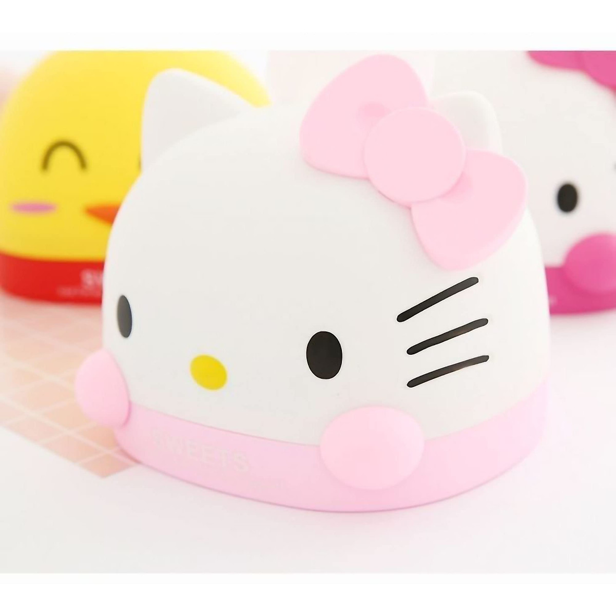 N/C Kawaii Pink Hello Kitty Tissue Box for Living Room Bedroom Bathroom car Office,Tissue Dispenser Box, Table Decoration, 6.8 x 6.7 x 6.6 ''