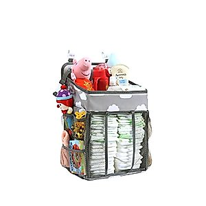 JiA QAQ Hanging Diaper Caddy Organizer,Portable Changing Table Baby Diaper Organizer for Crib and Baby Bassinet, Playard,with 4 PE Board, Multiple Side Pockets for Baby Essentials