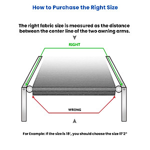 Xenjum RV Awning Fabric Replacement, 18.5oz Heavy-Duty Weatherproof Vinyl Camper Awning Replacement Universal Outdoor Canopy for RV, Trailer, and Motorhome Awnings-Black Fade- 15'(Fabric 14'2")