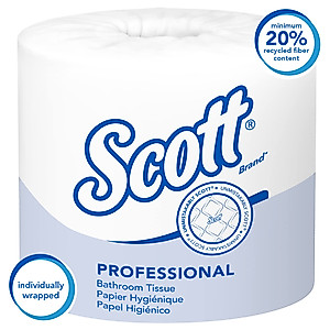 Scott® Professional Standard Roll Bathroom Tissue (05102), White, 80 Rolls/Case, 1,210 Sheets/Roll, 96,800 Sheets/Case