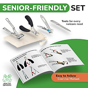 Healthy Seniors Complete Nail and Toenail Clippers for Seniors with Thick Toenails, Big Toe Nail Clippers for Thick Toenails Long Handle, Heavy Duty Toe Nail Clippers for Thick Nails for Seniors