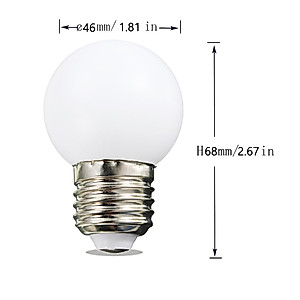 Night Light Bulb 1 Watt LED Low Watt Bulbs E26 E27 Standard Base Daylight White 6000K Not Dimmable G45 Energy Saving Light Bulbs 10W Equivalent for Home Bedroom Courtyard Garden 10Pack