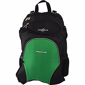 Rio Diaper Backpack with Baby Bottle Cooler and Changing Mat, Shoulder Baby Bag, Food Cooler, Clip to Stroller (Black/Green) - Obersee
