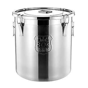 DYNAMI 304 Stainless Steel Airtight Canister,48L/12.7Gal Large Canisters Container with Lids and Sturdy Locking Clamp,Bucket Food Storage Containers for Rice, Flour, Grain, Coffee Bean (48L)