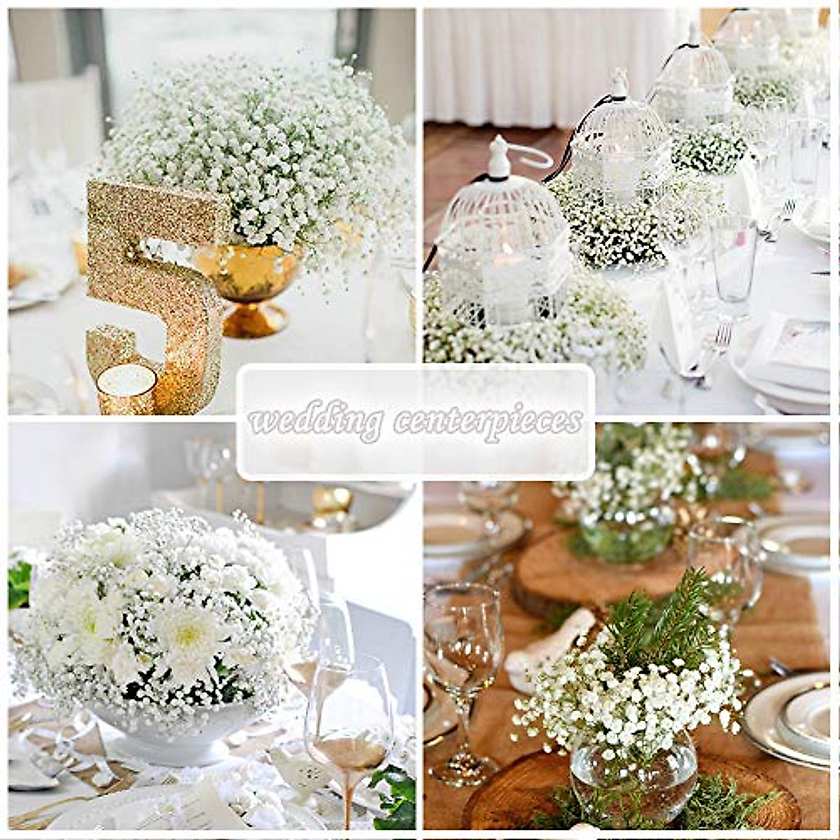 Veryhome 10PCS 30 Bunches White Babys Breath Flowers Artificial White Fake Flowers Gypsophila DIY Floral Bouquets Arrangement Wedding Home Decor（VASE NOT Included）