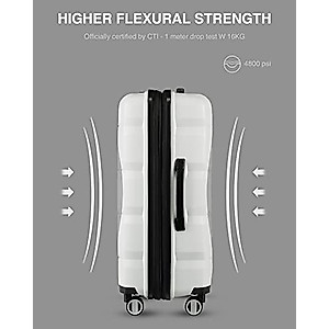 LUGGEX White Luggage Sets 3 Piece - Expandable Carry on Luggage Set with Spinner Wheels - Lightweight Versatile Shopping and Sightseeing.(White Suitcase)