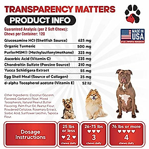 Glucosamine for Dogs Hip and Joint Supplement - Safe Joint Support for Dogs - Natural Dog Joint Supplement with Glucosamine Chondroitin MSM Turmeric - 120 Joint Care Chews for Dogs ActivTreats