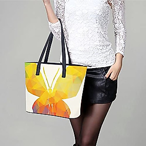 Womens Handbag Butterfly Yellow Leather Tote Bag Top Handle Satchel Bags For Lady