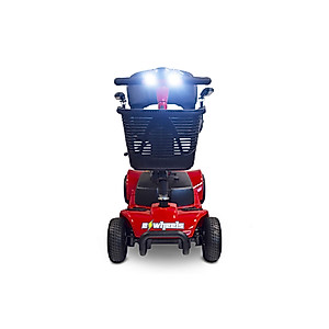 Deluxe Portable Long Range Electric Mobility Scooter, Easy Collapsible 300lbs Weight Capacity Travel Scooter Red