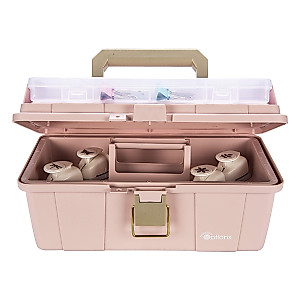 Small Craft Box with Removable Utility | Oranization For Crafts, Small Parts, & Batteries with Brass Latch